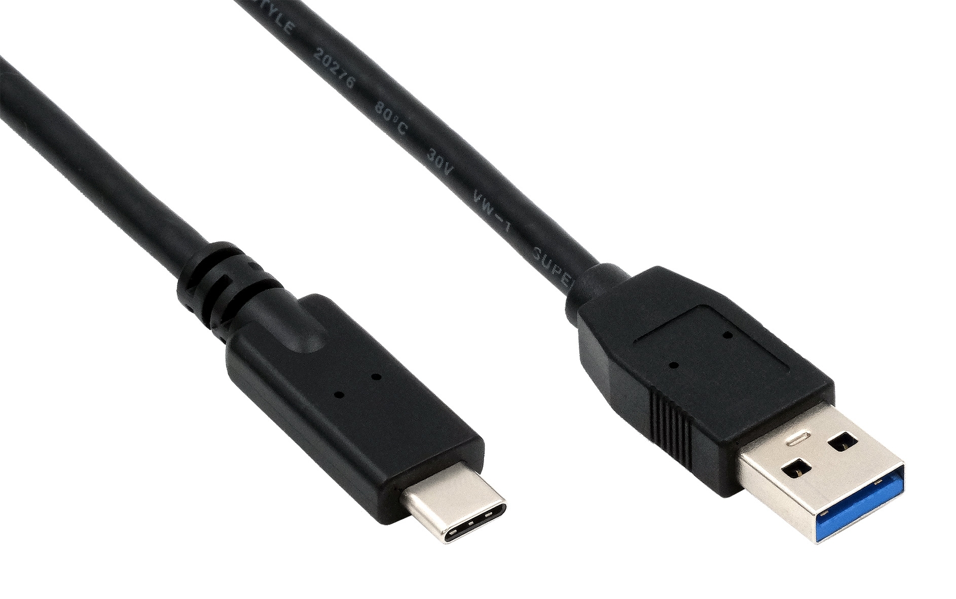 Connection cable USB 3.2 Gen 1, USB-C plug to USB 3.2 Gen 1 A-plug, CU ...