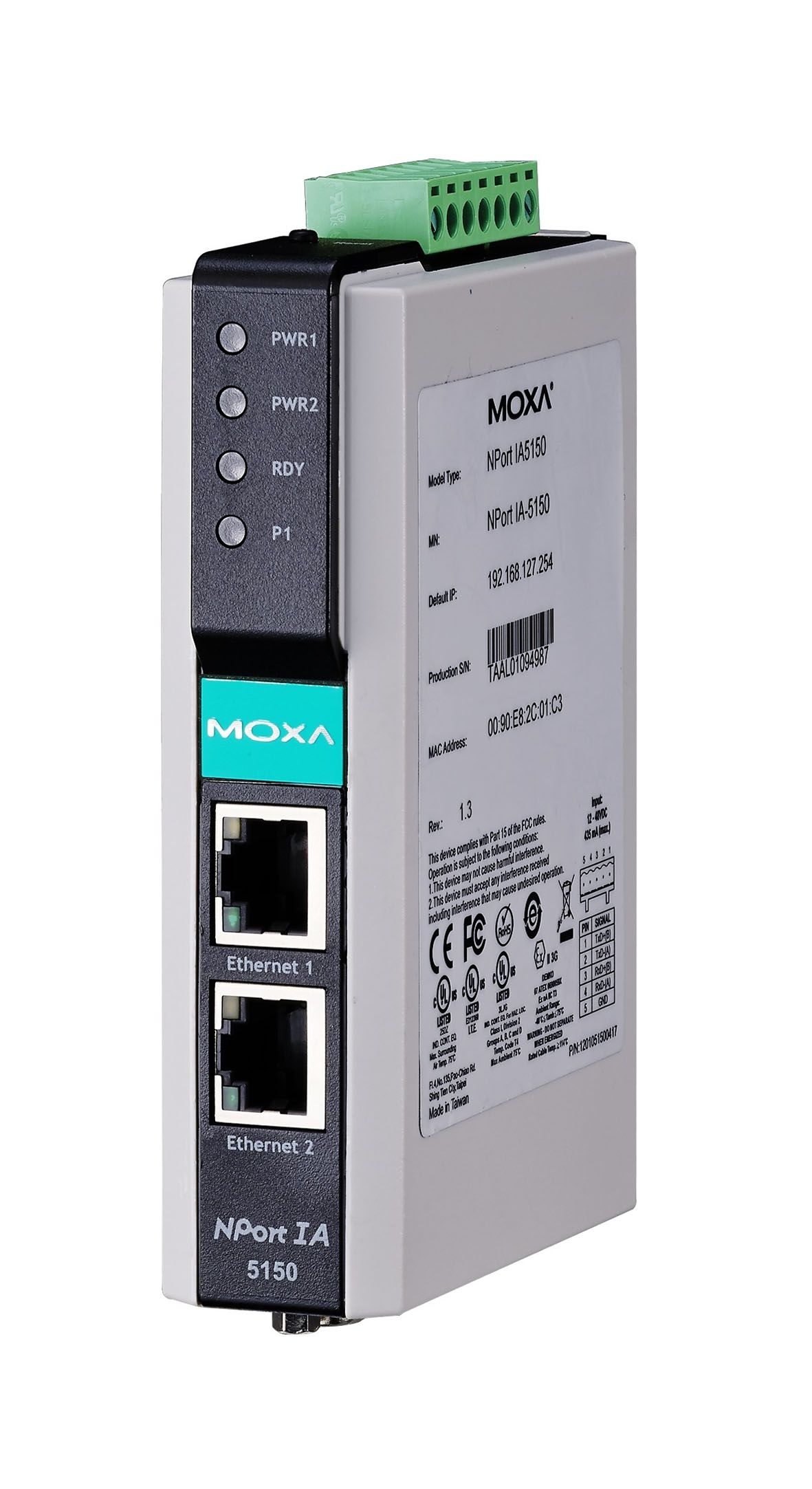 Serial Device Server 1x RS232/422/485, ATEX, C1D2, IECEx | NPORT-IA-5150