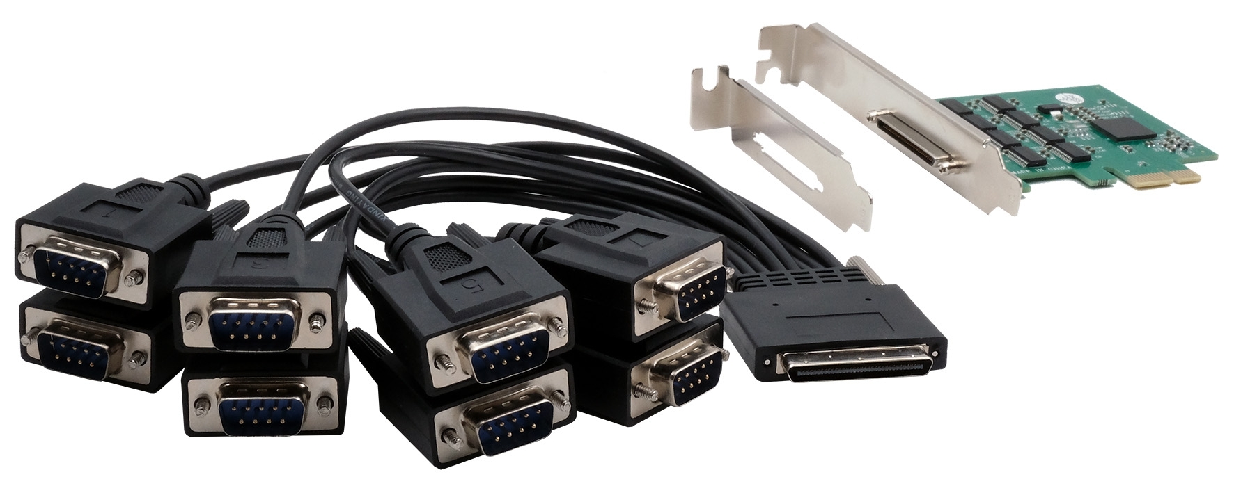 PCIe 8S Seriell RS-232 Karte mit Octopus Kabel (EXAR/MaxLinear Chipsatz ...