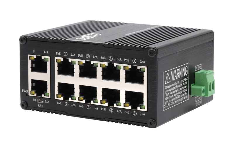 Mini 10-Port Industrial Gigabit PoE+ Switch, Web-Managed | EX-62036MPOE