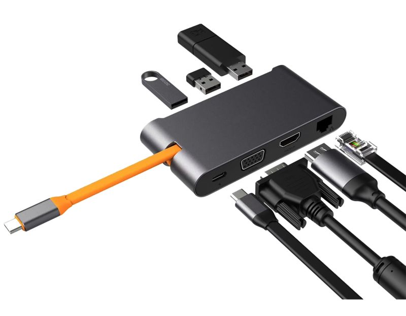 USB 3.2 Gen 1 Metall HUB mit 7 in 1 Ports für Notebook, Matebook und ...