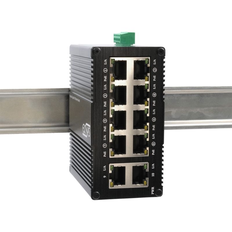 Mini 10-Port Industrial Gigabit PoE-Switch, 12-48VDC unmanaged | EX ...