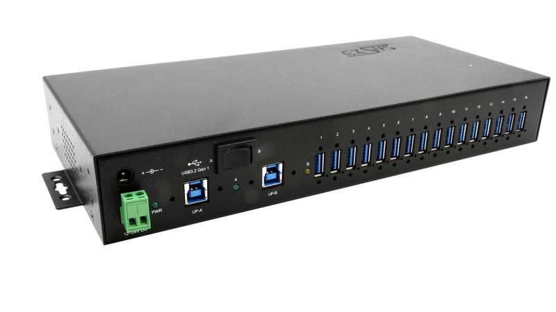 Managed 16-Port USB 3.2 Gen 1 Metall HUB mit 15KV ESD ...