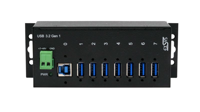 7 Port USB 3.2 Gen 1 Metall HUB mit 15KV ESD Überspannungsschutz (DIN ...