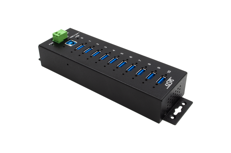 10-Port USB 3.2 Gen 1 Managed Metal HUB with 15KV ESD Surge Protection ...
