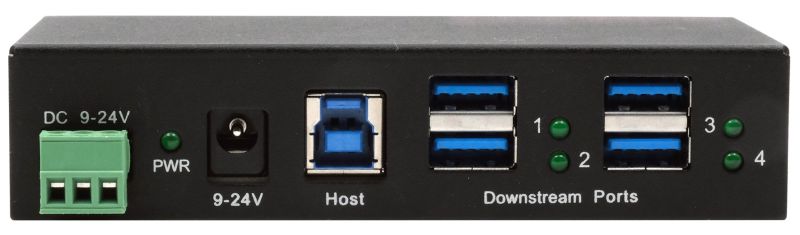 4-Ports USB 3.2 Gen 1 Metall HUB mit 15KV ESD Schutz für Wand und DIN ...
