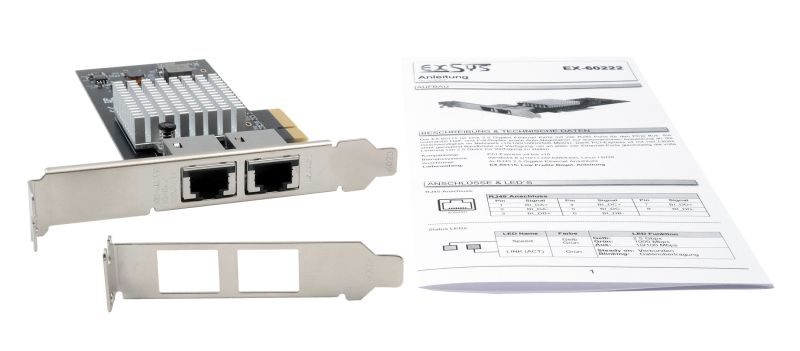 2 Port 10 Gigabit PCIe Netzwerk-Karte (Intel X550-AT2 Chipsatz) | EX-60222