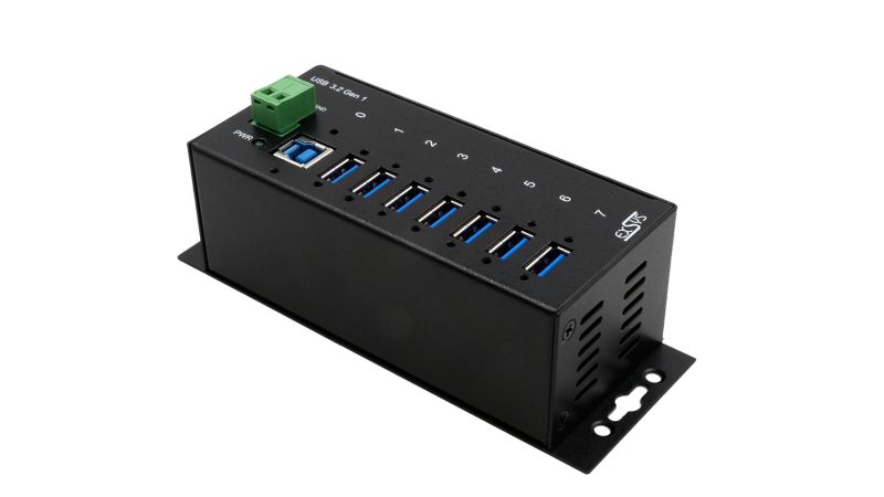 7 Port USB 3.2 Gen 1 Metall HUB mit 15KV ESD Überspannungsschutz (DIN ...