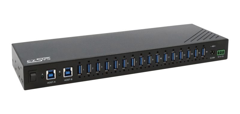 16-Ports USB 3.2 Gen 1 Metal HUB for Table, Wall and DIN-Rail, 15KV ESD ...