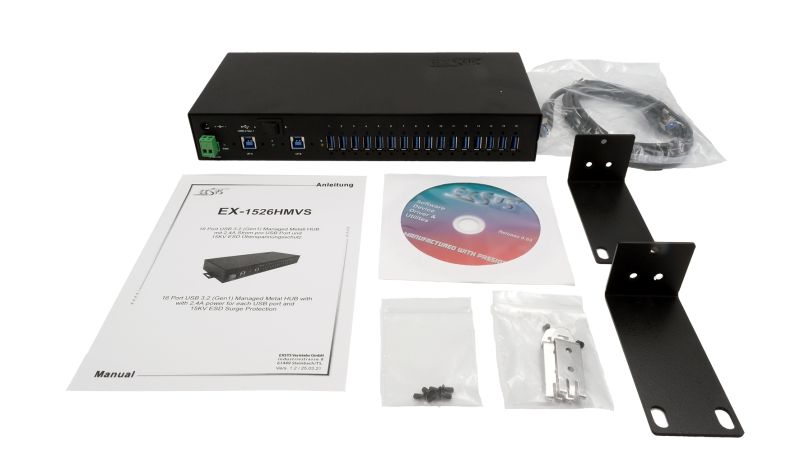 Managed 16-Port USB 3.2 Gen 1 Metal HUB with 15KV ESD Surge Protection ...