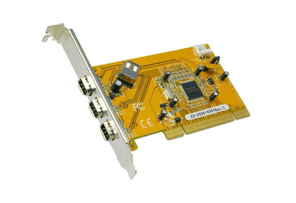 PCI FireWire 1394 Karte mit 3+1 Ports (TI Chipset) | EX-6500E