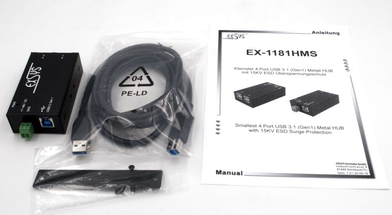 Kleinster 4-Port USB 3.2 Gen 1 Metall HUB mit 15KV ESD ...