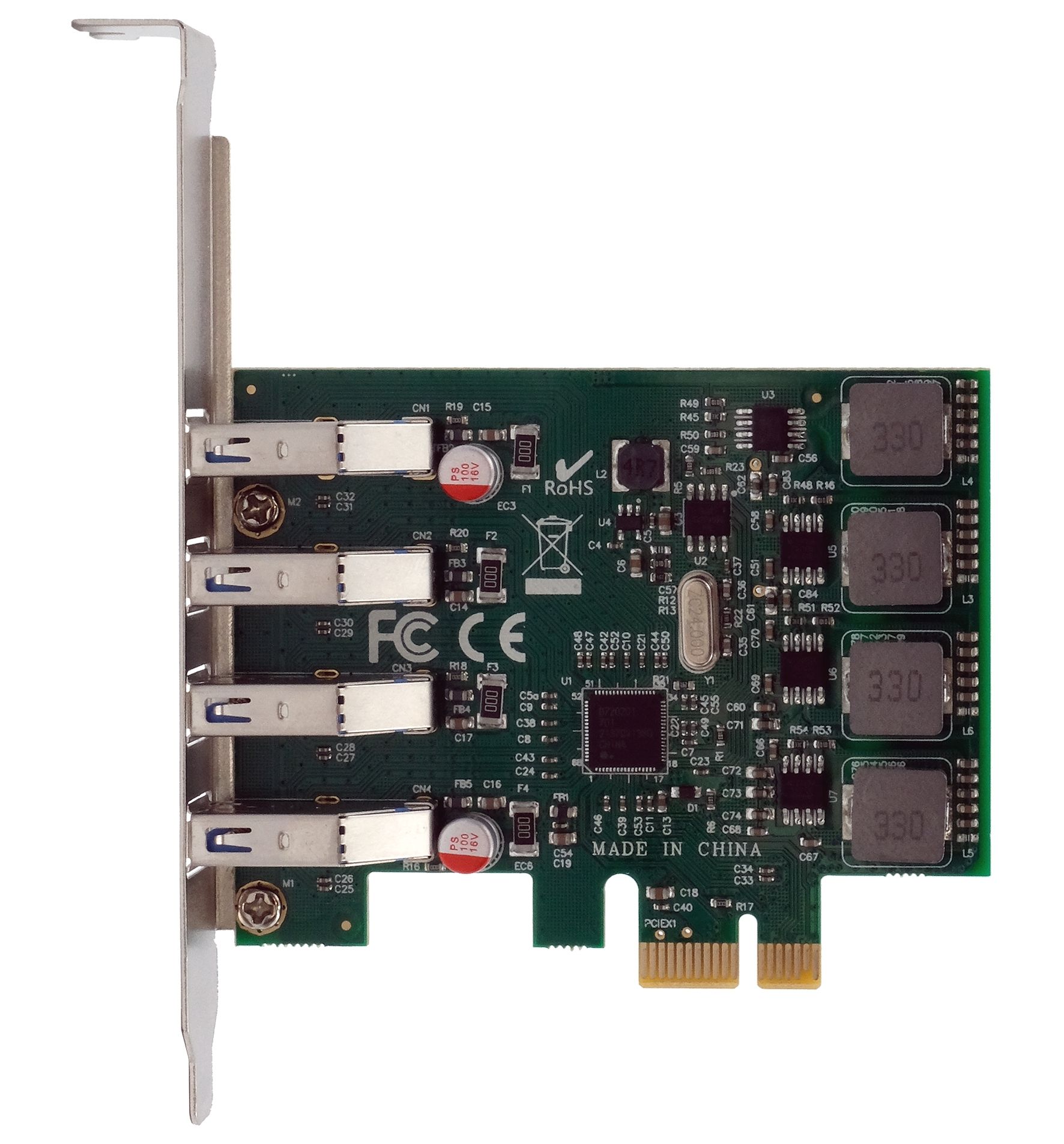 4-Port USB 3.2 Gen 1 PCIe Karte mit Self Power, 3A (Renesas) | EX-11194