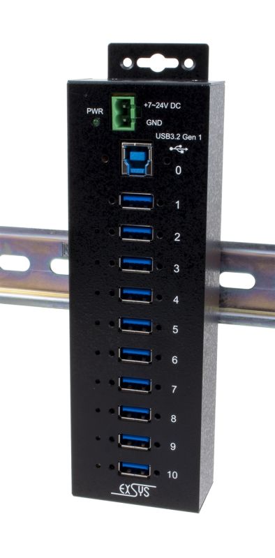 10-Port USB 3.2 Gen 1 Managed Metal HUB with 15KV ESD Surge Protection ...