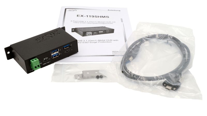 4 Port USB 3.2 Gen 1 Metall HUB mit 1x USB-C und 3x USB-A Ports, USB-C ...